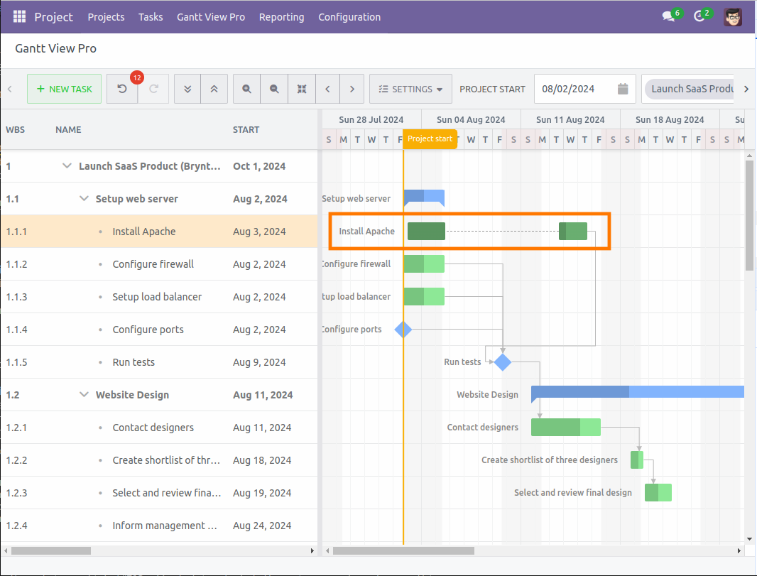 Bryntum Gantt for Odoo Docs